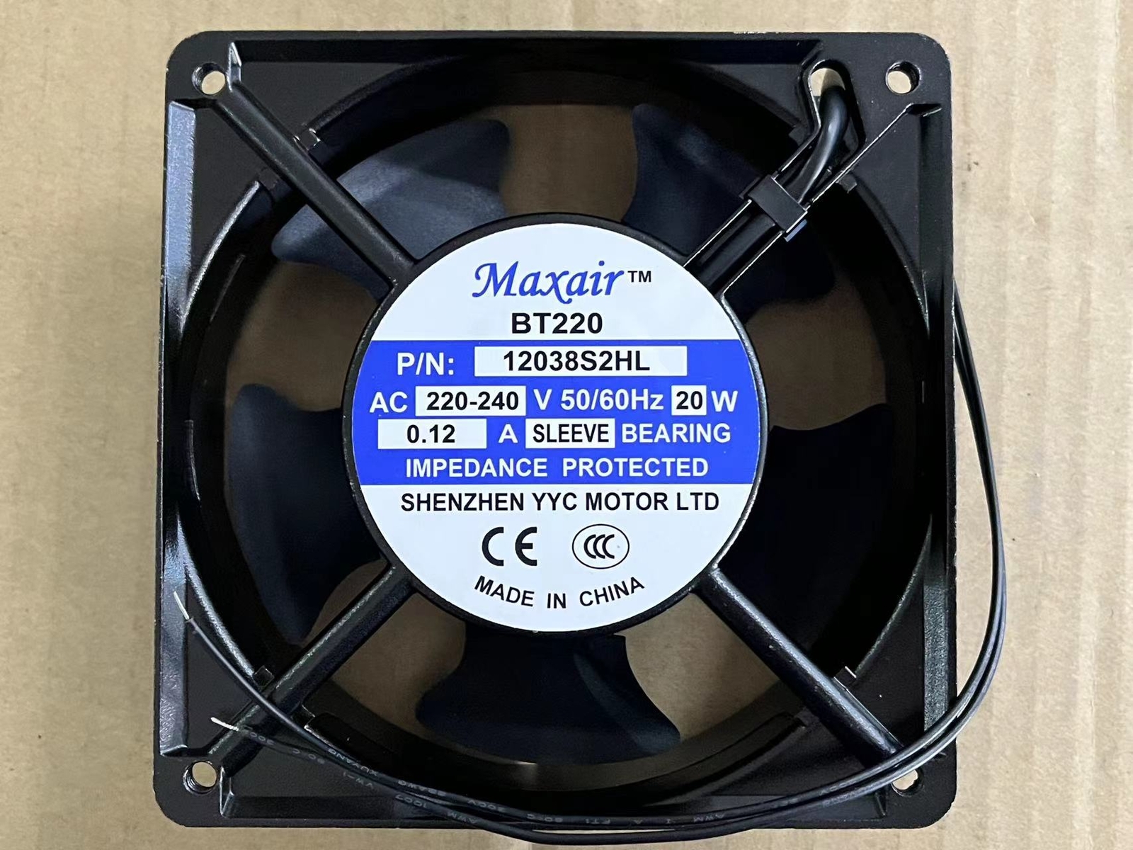 Maxair BT220 12038S2HL AC220-240V 20W 0.12A 120×38mm AC cooling fan 2 ...