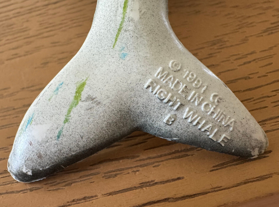 Vtg Right Whale Toy 1991 8" Plastic Vintage 90s Unbranded White Gray ...