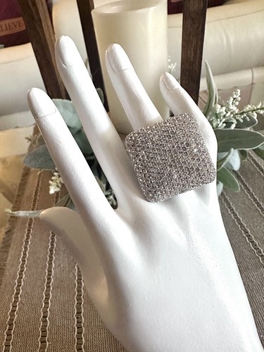 Women’s Bold Blinged Out Rhinestone Boho Square Statement Ring | Size 8 ...