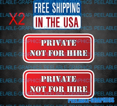 (2) Private Not for Hire Decal Sticker Car Truck SUV Trailer Semi DOT ...