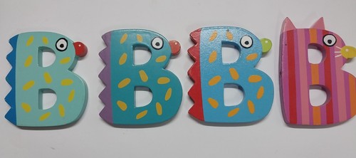 TATIRI CRAZY BIRD ANIMAL "LETTER B" HANDPAINTED WOODEN LETTERS INITIALS ...