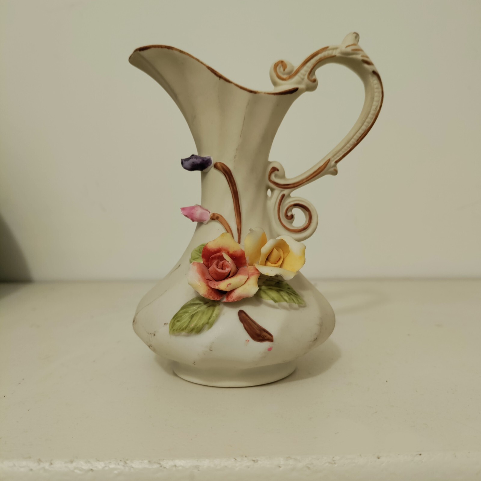 Vintage Capodimonte Bud Vase Small Porcelain Bisque Flowers "N" Mark ...