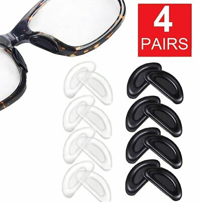 4 Pairs Anti-slip silicone Stick On Nose Pads For Eyeglasses Sunglasses ...