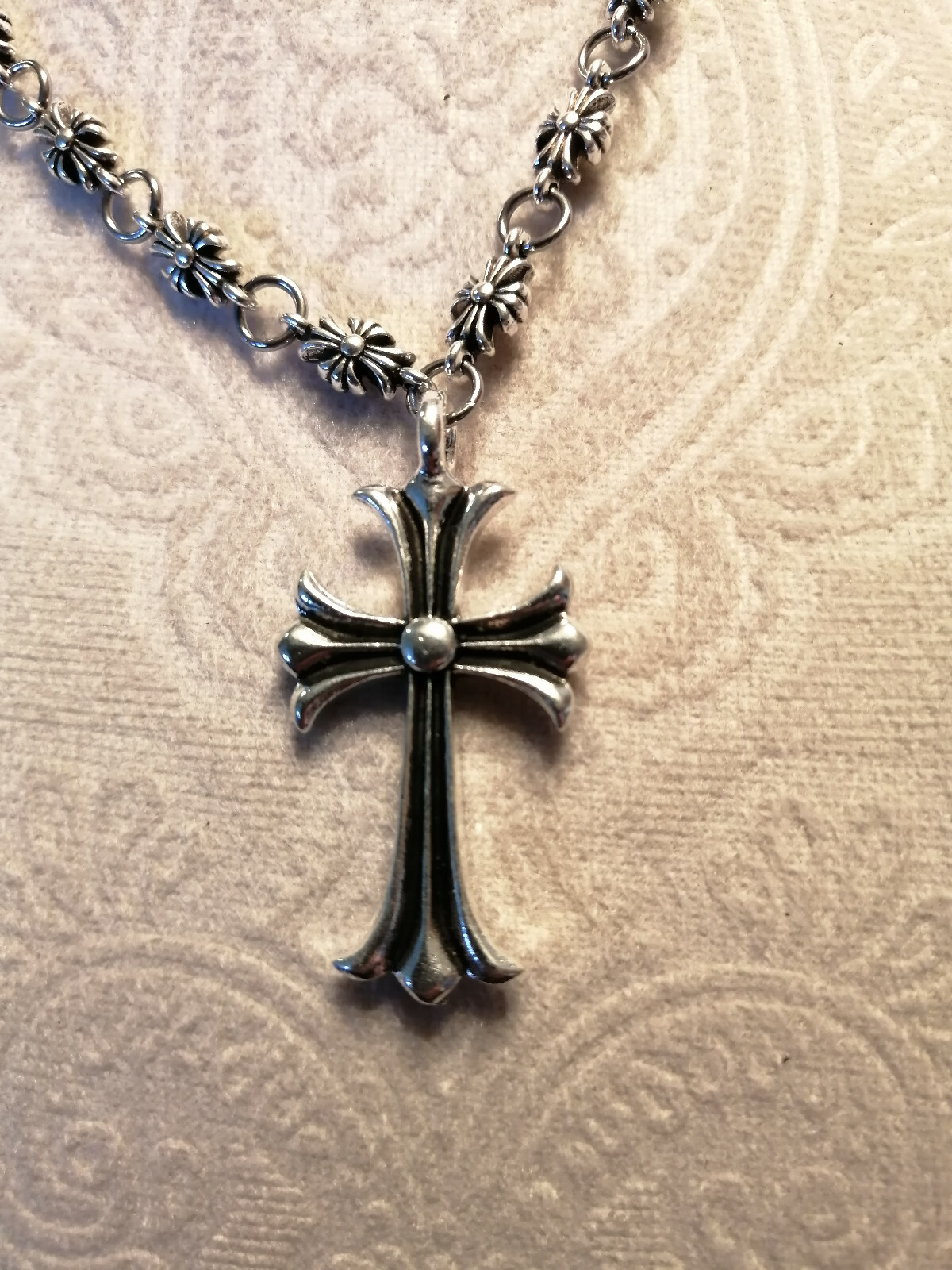 BIKER SILVER CROSS NECKLACE UNISEX CH STYLE - SIZE 22" - Gem