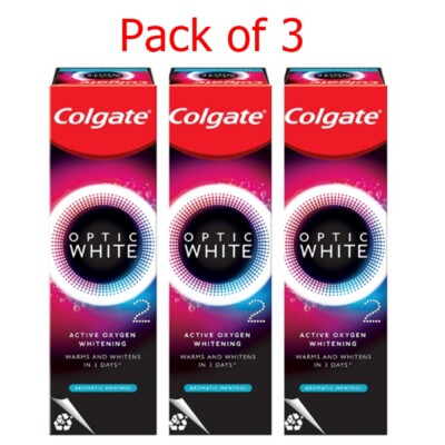 Pack of 3 Colgate Optic White O2 Whitening Toothpaste Active Oxygen ...