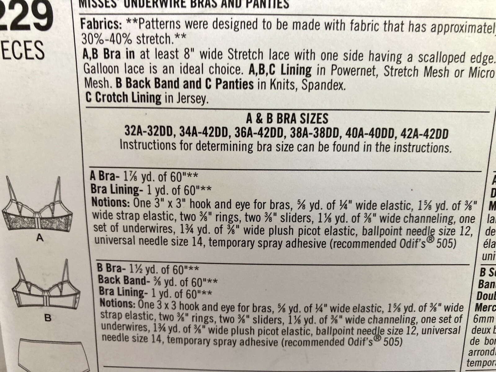 Simplicity Pattern 8229 Misses Underwire Bras and Panties for sale ...