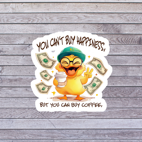 Duck sticker vinyl decal funny sarcastic rude you can't buy happiness ...