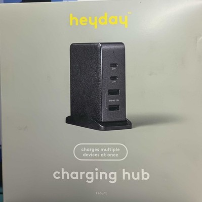 heyday™ 4 Port Charging Hub Vertical 2C + 2A - Black Saffiano | eBay