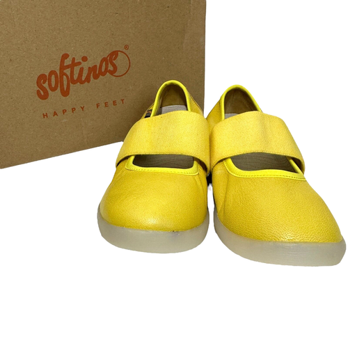 New Softinos By Fly Happy Feet Burro Yellow Leather Women Shoes US 4.5 ...