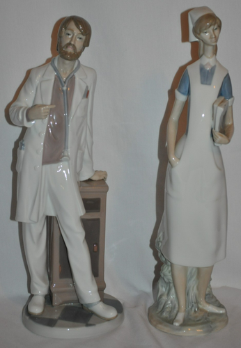 Set 2 LLADRO Physician Medical Doctor #5948 & Nurse #4603 Figurines ...