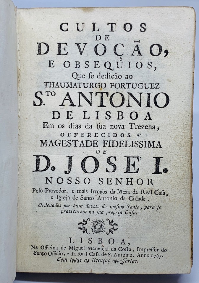 1767 Portuguese Cults Of Devotion, Antiphonal Chant Music St Antonio | eBay