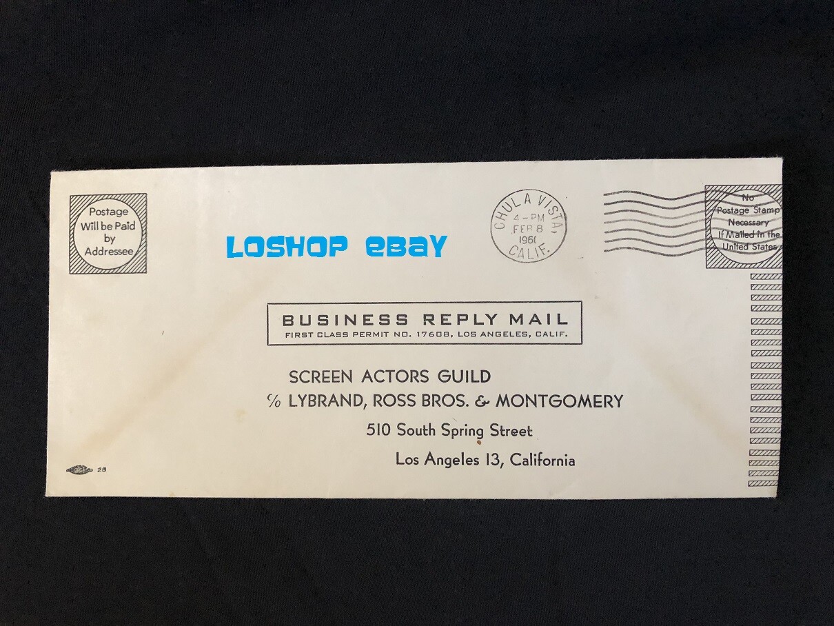 GEORGE PEPPARD signed envelope autograph 1961 Breakfast Tiffany's ...