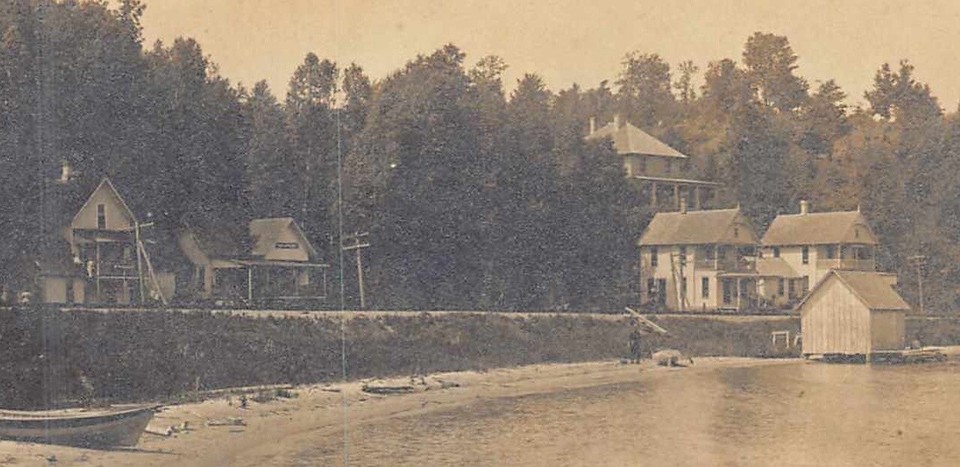MI 1909 REAL PHOTO Along the Beach Crystal Lake Beulah, Michigan ...