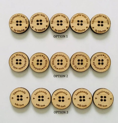 Personalised Oak V Buttons Wooden Handmade Products Knitted Crochet ...
