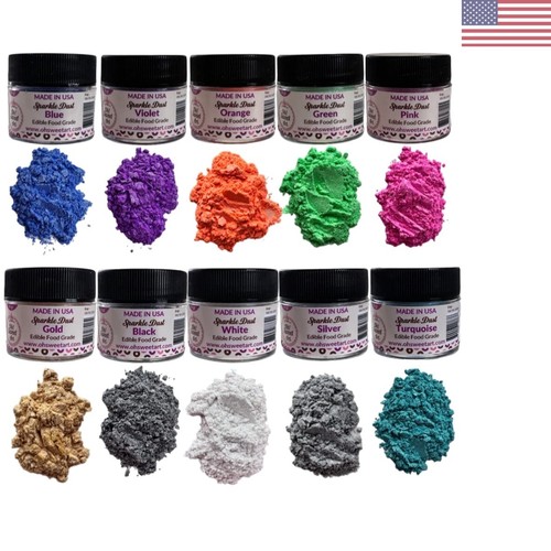 Edible Sparkle Luster Dust Set 10 colors for cake, fondant, gum paste ...