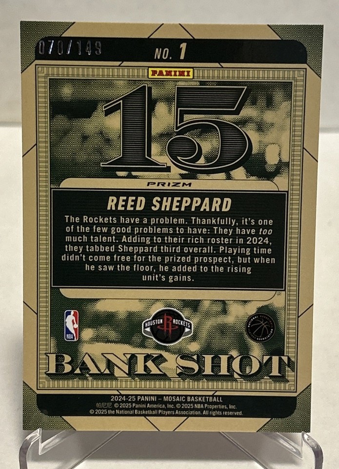 2024-25 Panini Moasic Basketball Reed Sheppard Pink Bank Shot Refractor ...