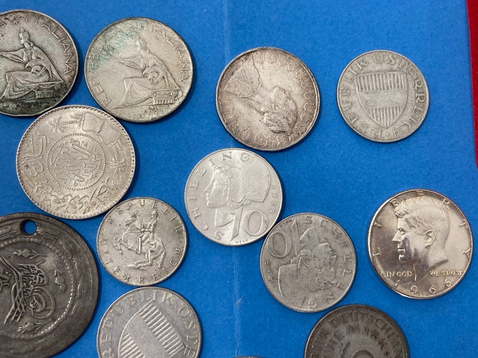 LOTTO MONETE in argento varie repubblica africa usa ottomano arabia ...