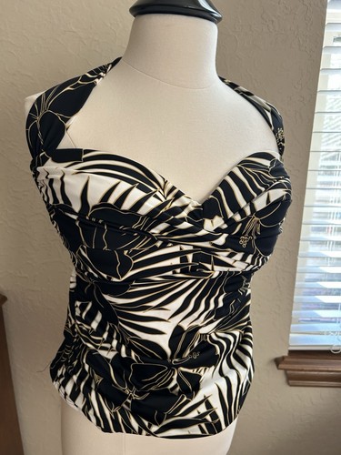 Miraclesuit Women's Size 12 Black & Gold Halter & White Tie Swimsuit ...