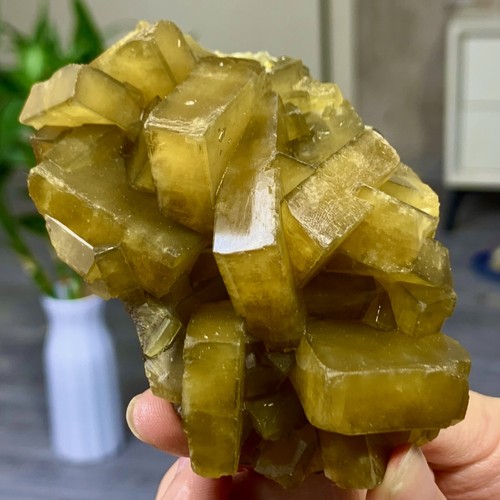 348G Shiny Golden Cuboid Barite Crystal Based on the Purple Spherical ...