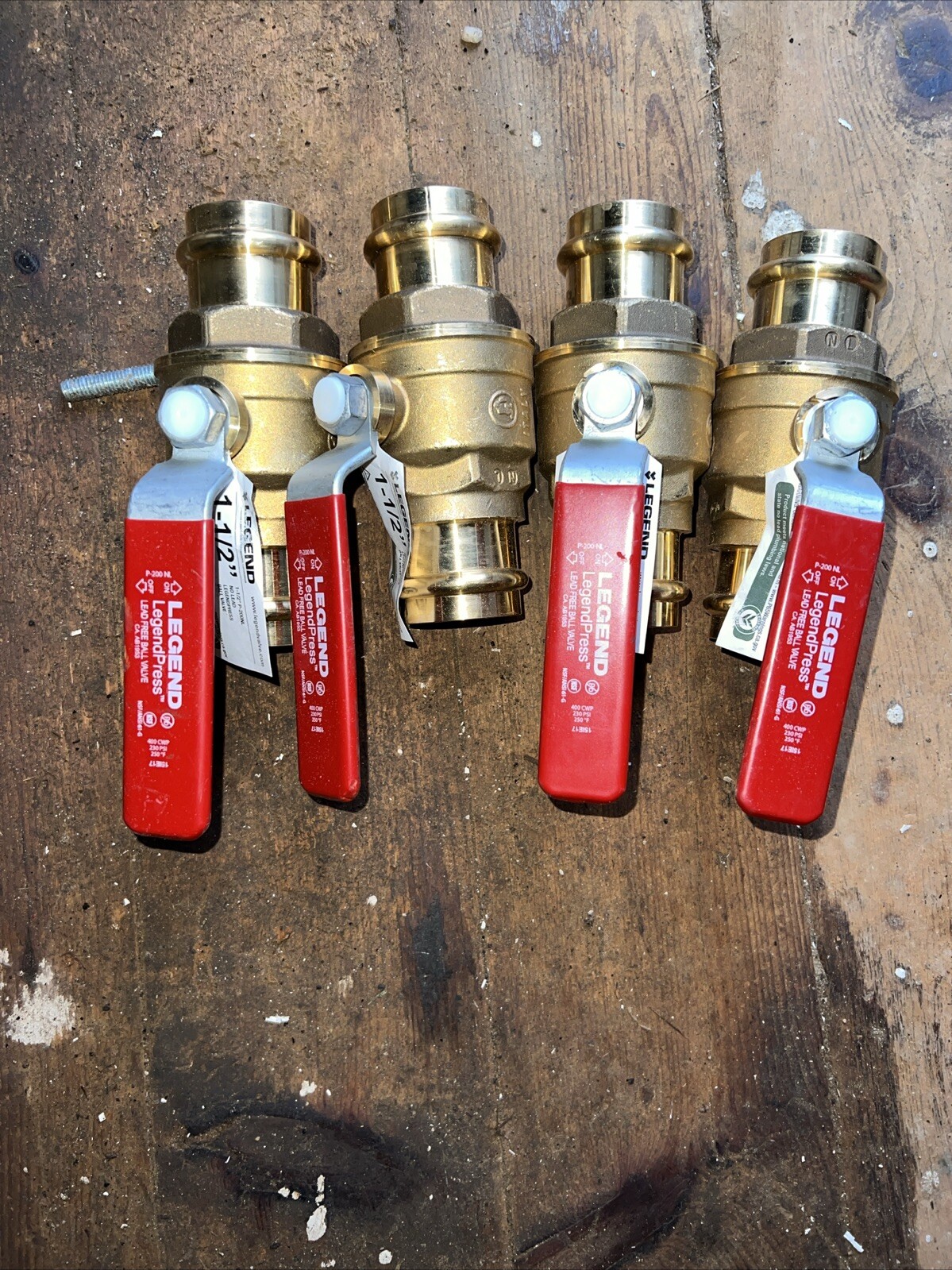 LOT OF 4 Legend 1-1/2” Press x Press P-200 Legend Press Ball Valve 400 ...