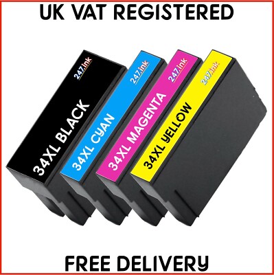 34XL Ink Cartridges For Epson WF3720 WF3725 (Set of 4) non-oem | eBay UK