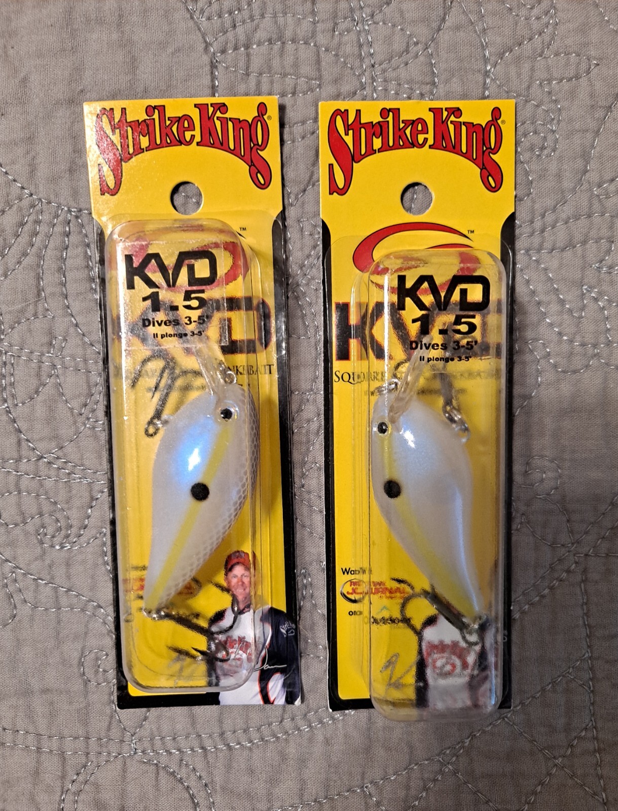 Lot of 2 Strike King KVD 1.5 Square Bill Crankbaits Chartreuse Shad ...