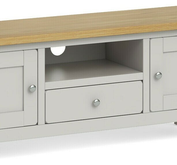 Elsdon Grey Painted Large TV Unit / Media Cabinet / Home Entertainment ...