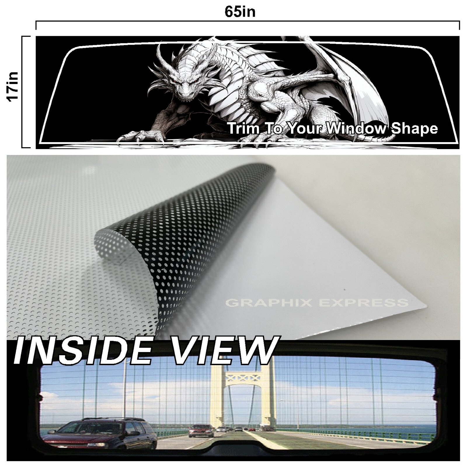 Truck Back Window Graphics Dragon (P585) See Through Rear Decal | eBay