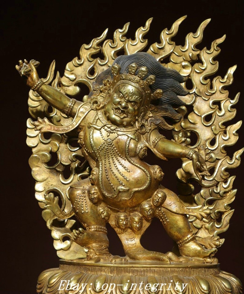 12" Pure Bronze Gilt Vajrapani Chana Dorje Wrathful Tutelary Deity ...