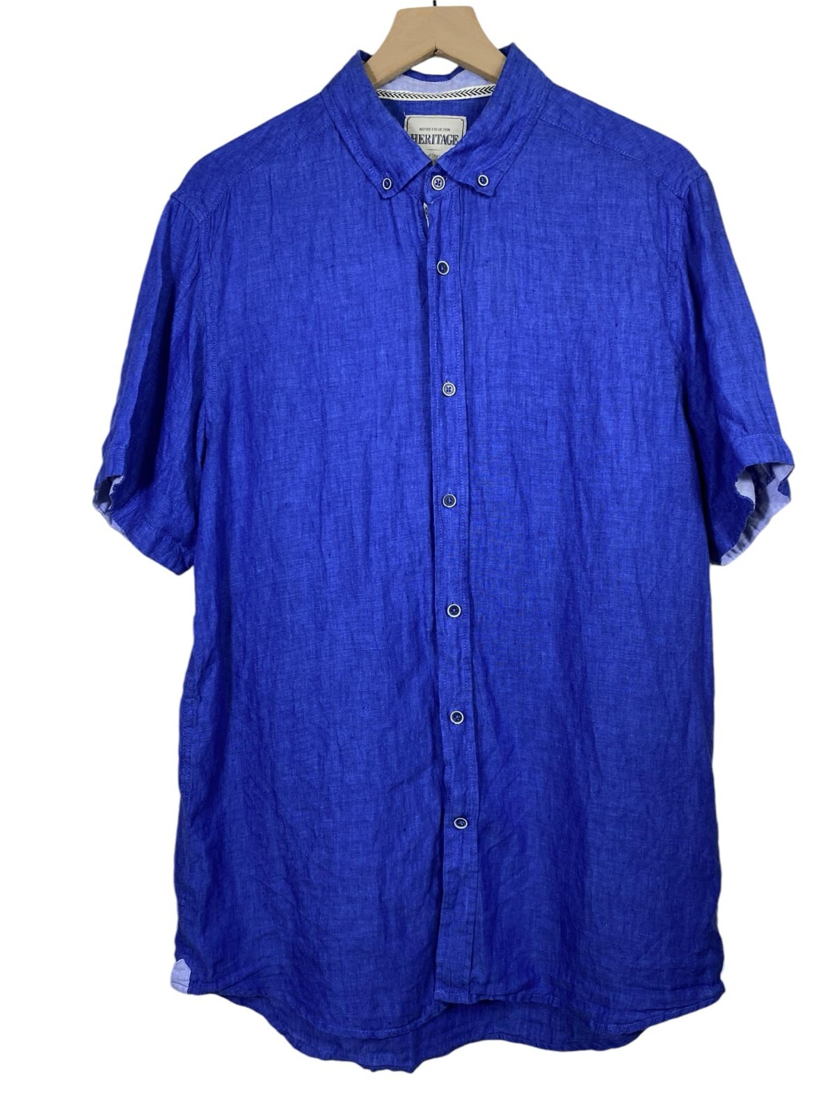 Heritage Report Collection Mens 100% Linen Shirt L Bu… - Gem