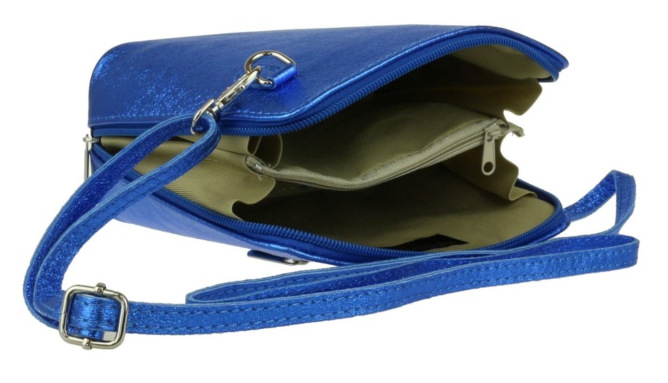 Small Genuine Real Leather Metallic Vera Pelle Cross Body Shoulder Bag ...