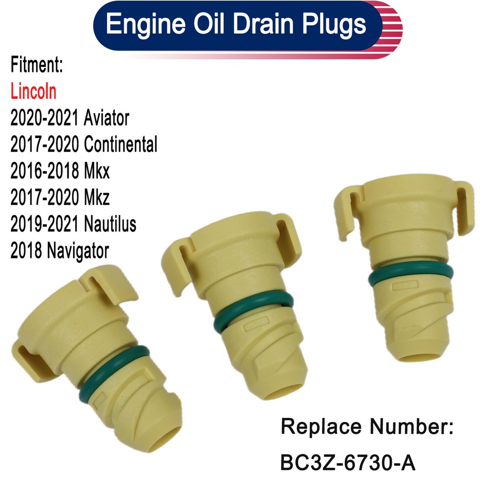 3Pcs Engine Oil Drain Plugs for Mustang F-150 Lincoln Ford BC3Z-6730-A ...
