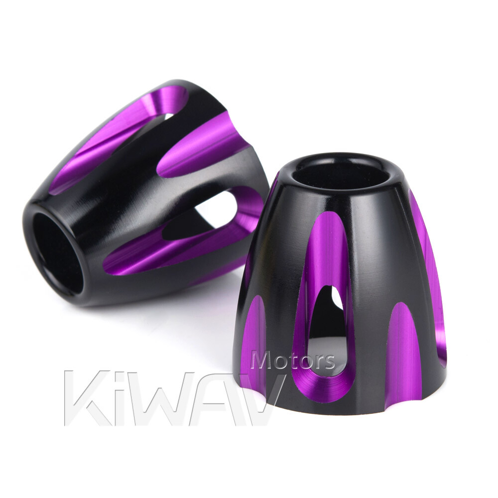 Pair purple bullet Aluminum Grip Caps Plug Slider w/ Silver Base for ...