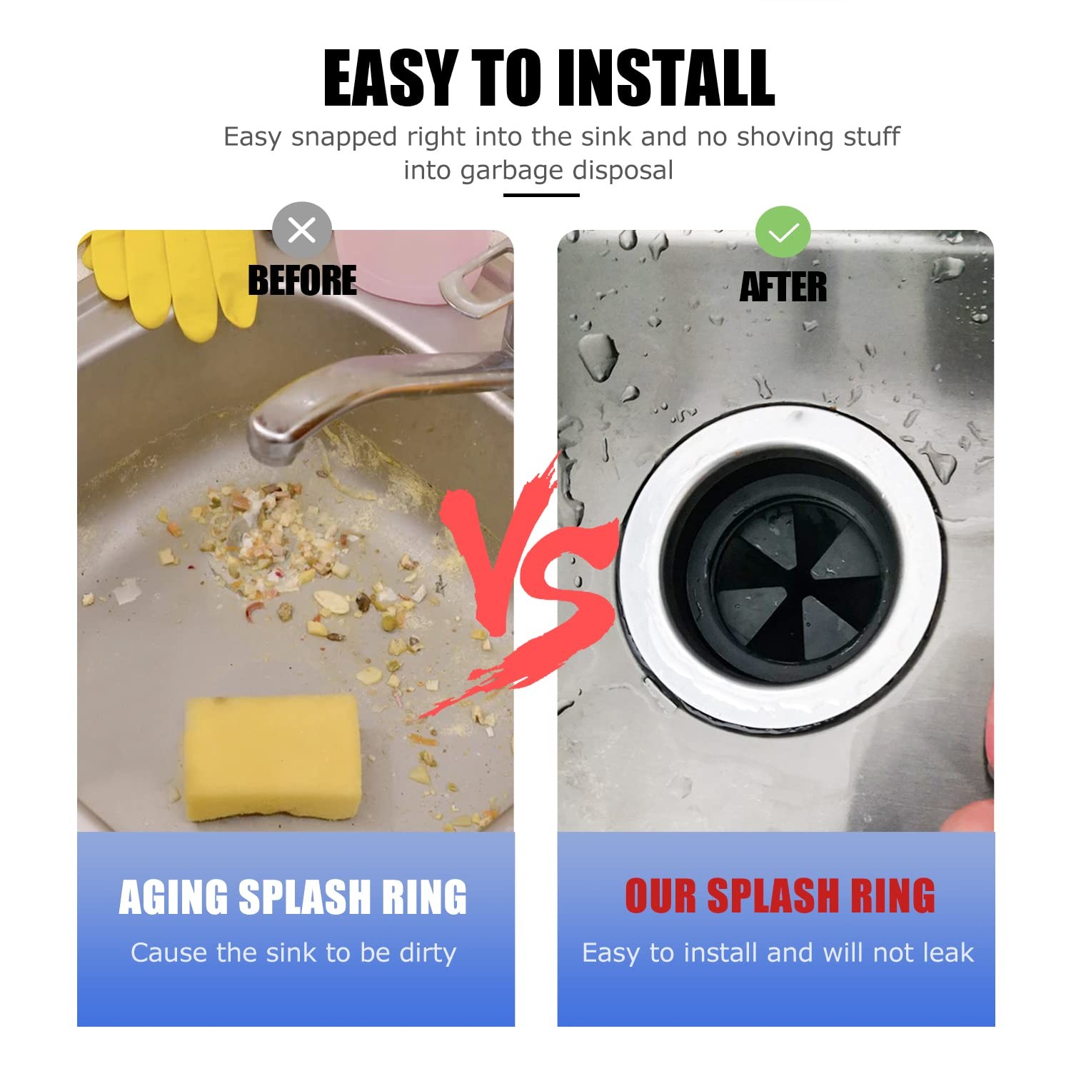 Garbage Disposal Splash Guards, 3 3/8" EPDM Rubber Drain Insert for ...