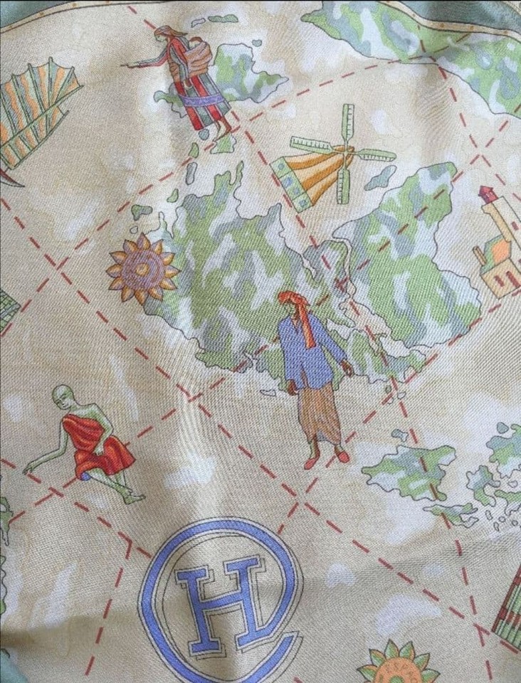 Hermès Scarf Carre 90 Silk Mint Yellow Dot Brand | eBay