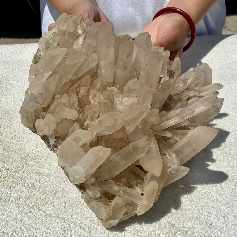 13.6LB Large Natural Clear White Quartz Crystal Cluster Energy Healing ...