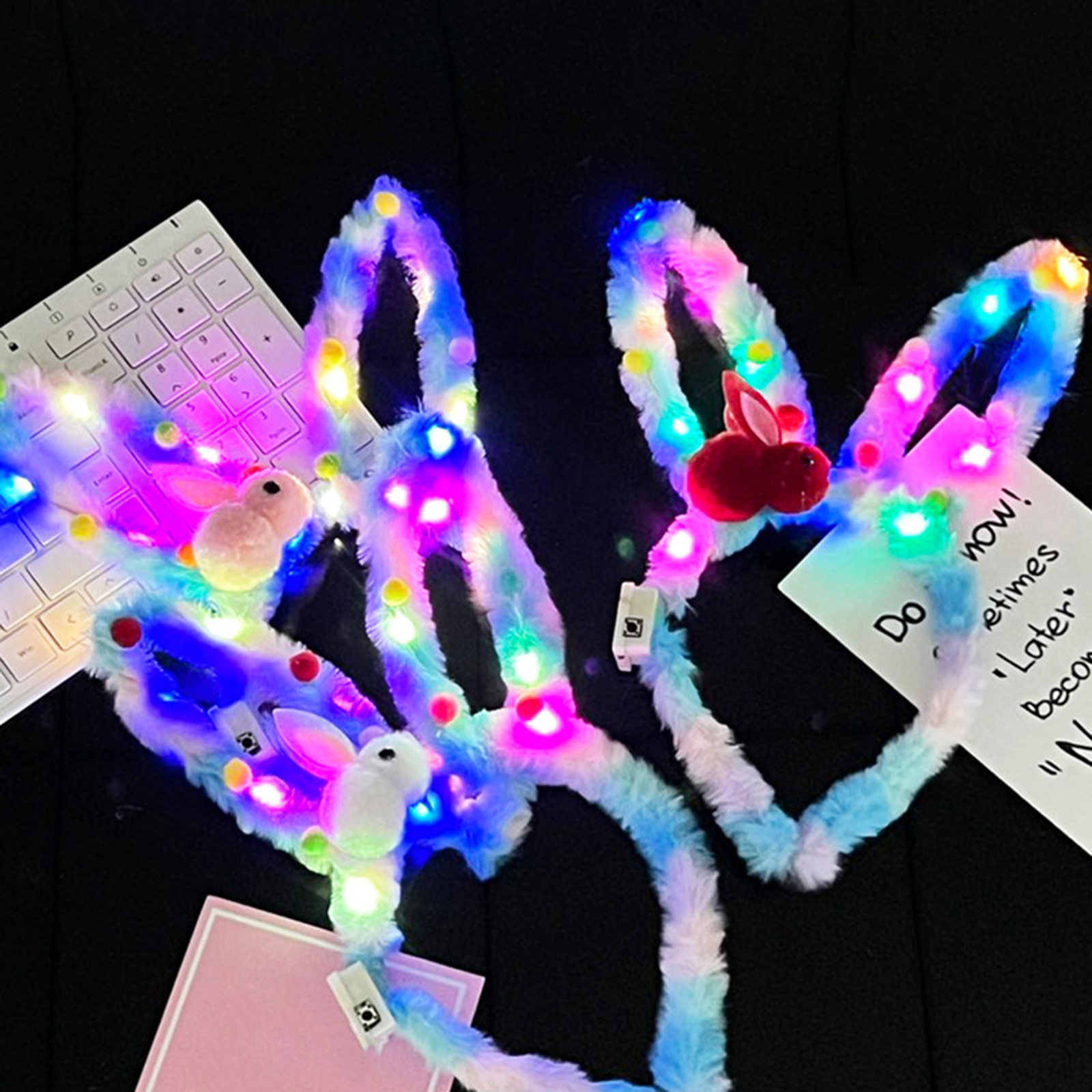 Headband 14 Lights Entertainment Luminous Rabbit Glowing Headgear ...