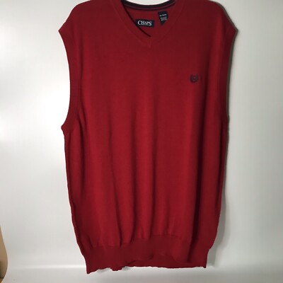 Men's Chaps Red Woven Sleeveless Sweater Vest Size XL EUC | eBay