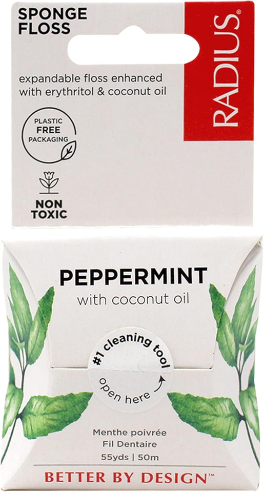 Dental Floss, Sponge Floss, Peppermint, 55 Yards, Vegan & Non-Toxic ...