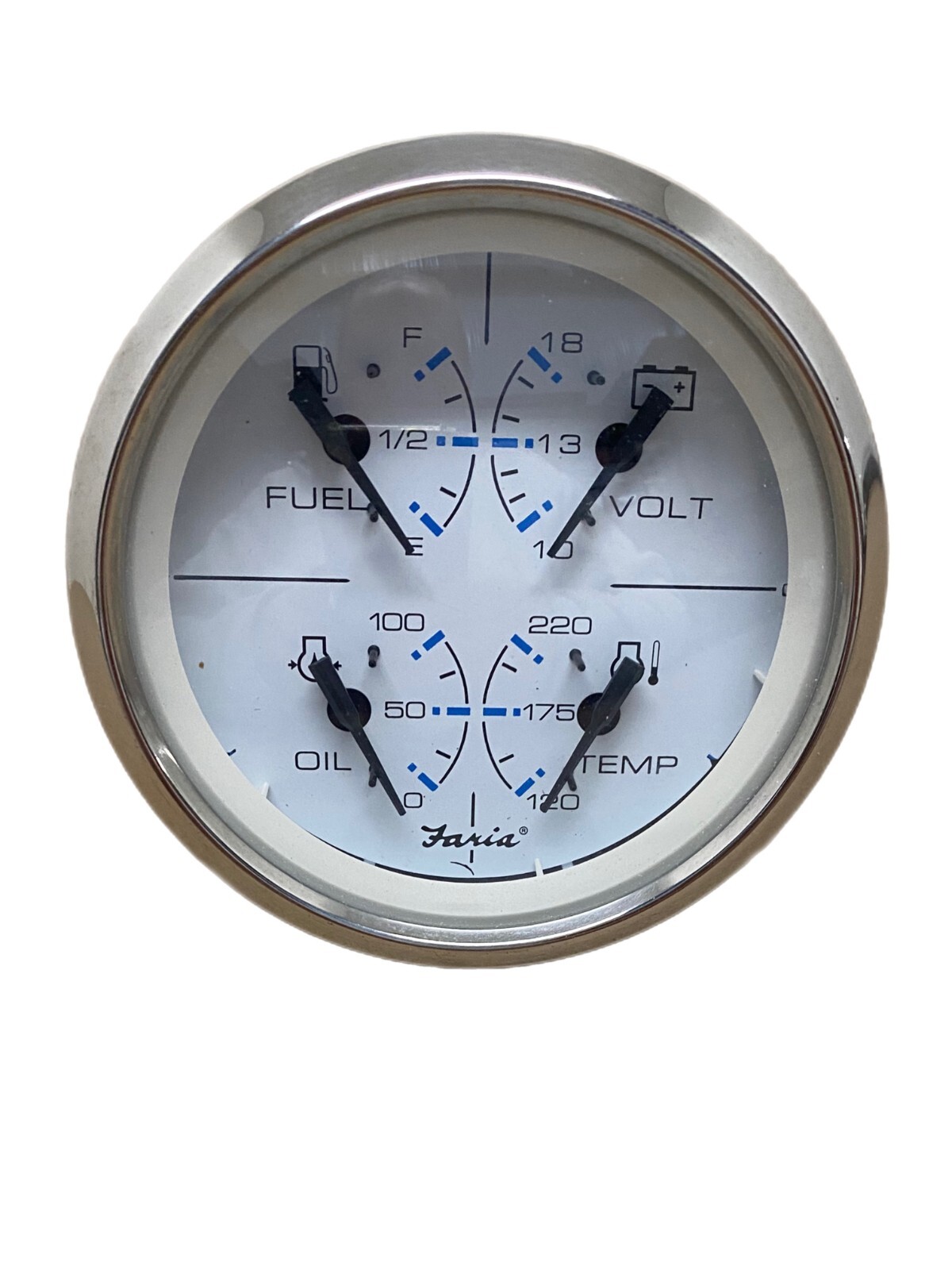 Faria Boat 4" Multi-Function Gauge GF0110A Fuel / Volts / Oil / Temp | eBay