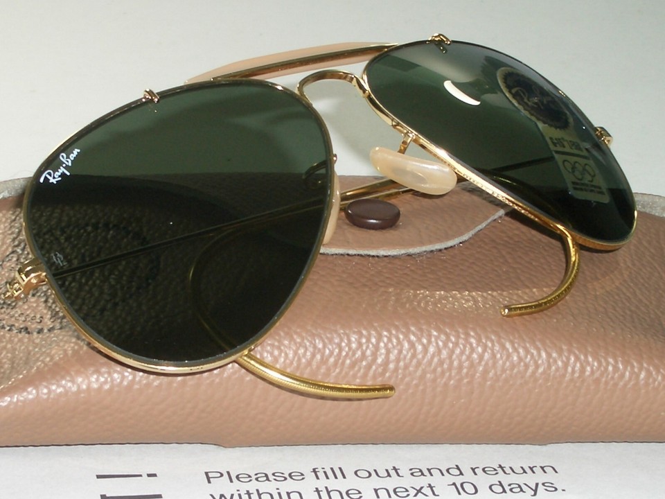 62[]14 B&L RAY BAN G15 UV GEP WRAP-AROUNDS OUTDOORSMAN II AVIATOR ...