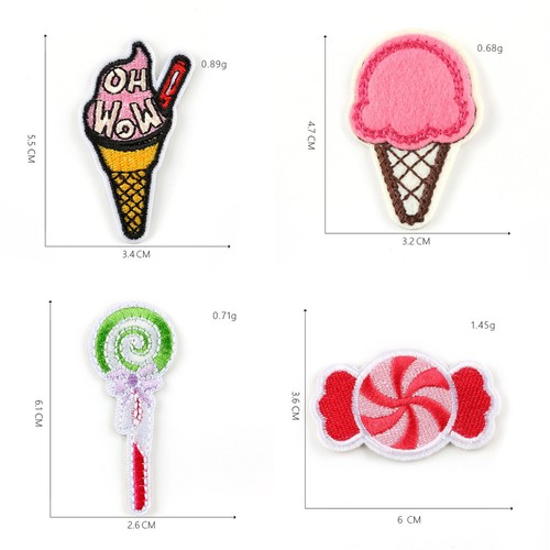 20 pcs DIY Ice Cream Embroidered Patches Colourful Iron on Sew On Sweet ...