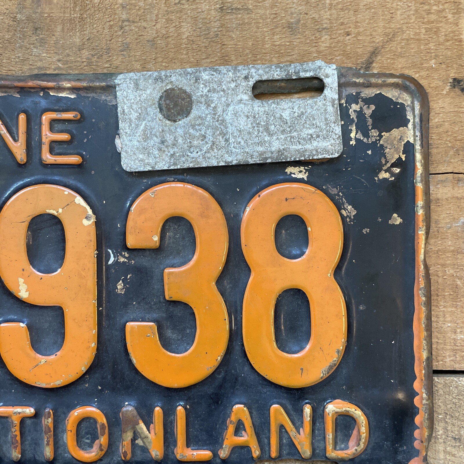 Vintage 1948 48 49 Tab Brass Maine ME Commercial Auto License Plate ...