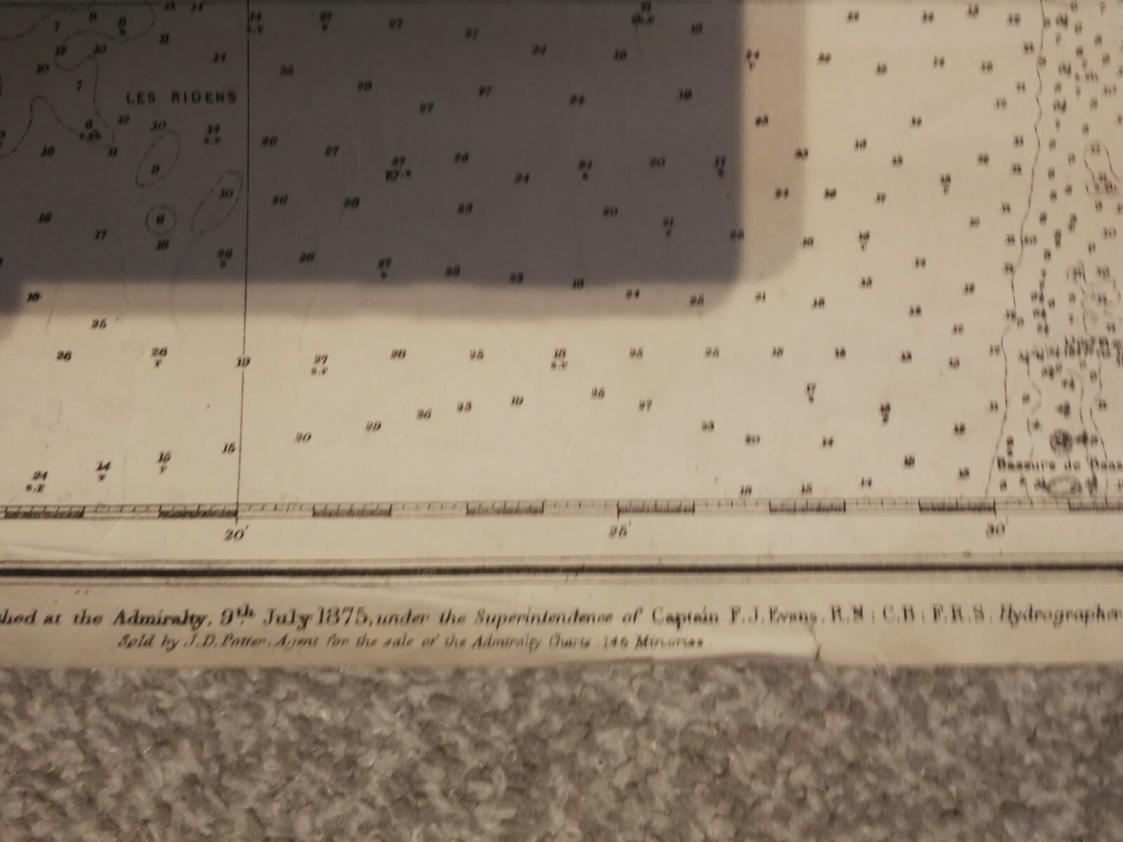 ADMIRALTY MAP/SEA CHART-ENGLAND SOUTH COAST-DUNGENESS TO THE THAMES ...