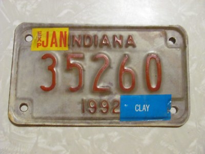 1991 INDIANA MOTORCYCLE LICENSE PLATE original paint FREE SHIPPING | eBay