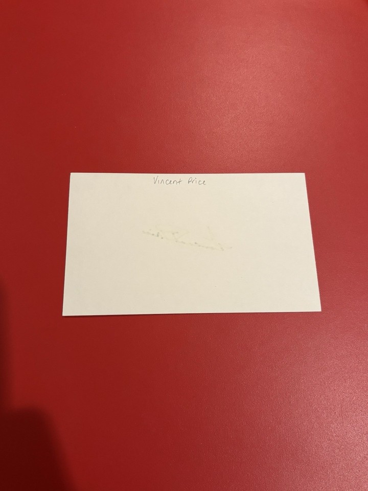 Vincent Price Signed 3x5 Index Card Autograph | eBay