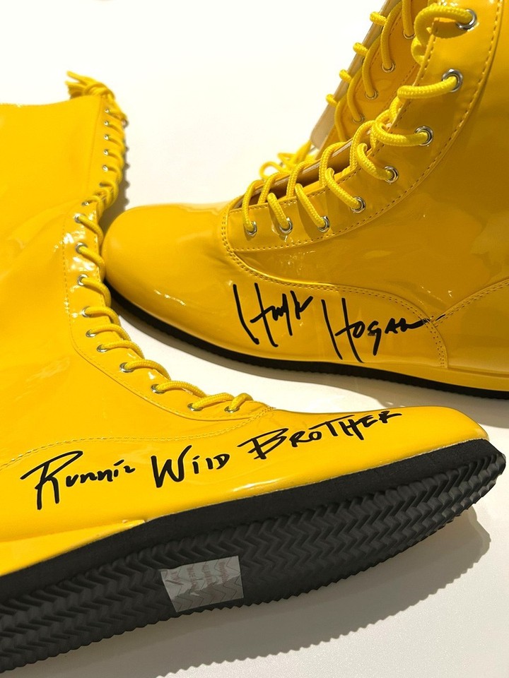 HULK HOGAN Signed Yellow Wrestling Boots WWE Runnin Wild Brother - COA ...