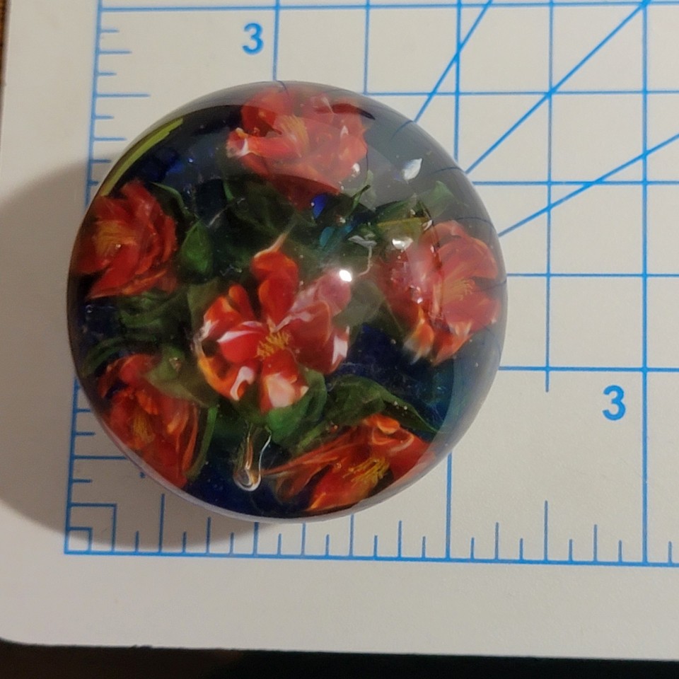 Early 2000s Contemporary Art Glass Marble -Amy Ruopp - Bead Bliss - Red ...