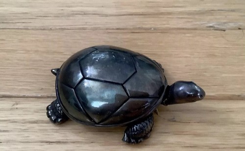 Reed & Barton Silverplate Turtle Music Box Plays Brahms Lullaby 3 1/2 ...