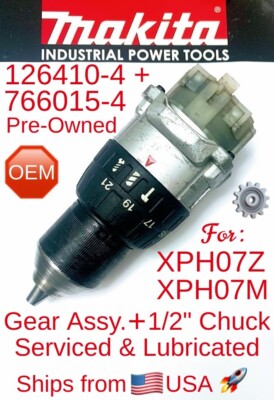 MAKITA Pre-Owned OEM 126410-4 Gear Assy. + 766015-4 1/2" Keyless Chuck ...